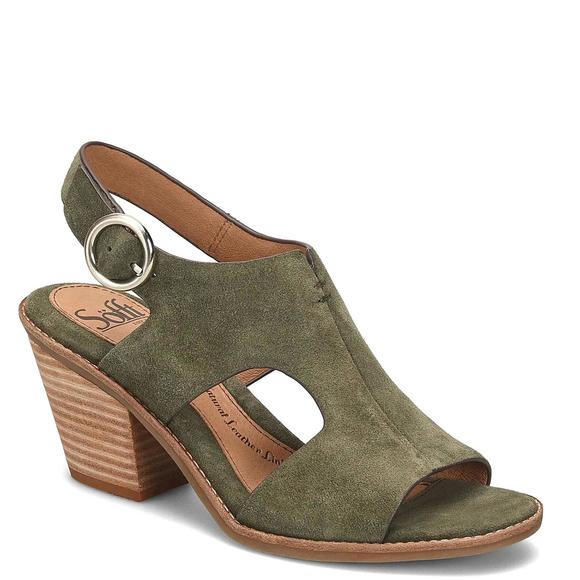 Sofft | Shoes | New Sofft Maben Suede Slingback Heel Sandals In Army ...
